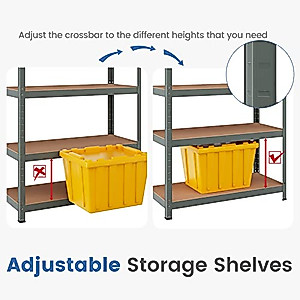ERGOMASTER 5 Tiers Steel Shelves 72 Inches Height for Storage Heavy Duty Garage Organization Utility Shelf Rack for Books, Kitchenware, Tools Bolt-Free Assembly (Set of 4,Grey)