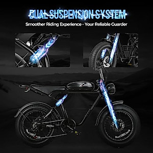 SAMEBIKE Electric Dirt Bike, 1000W Electric Bike 48V 18Ah Battery 20 Inch 4.0 Fat Tire Electric Bike for Adults, 30 MPH Full Suspension Hydraulic Brakes Color Display Electric Bicycles, Green