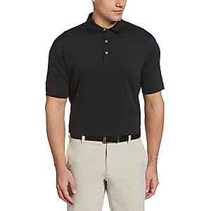 Callaway Men's Golf Short Sleeve Tonal Stripe Polo Shirt, Black, Small