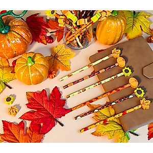 Crafterlife 50 Set Fall Pencils with Eraser Toppers, Thanksgiving Bulk Pencil with Fall Themed Top Erasers Autumn Pumpkin Maple Leaf Decoration for Kids Students School Stationery