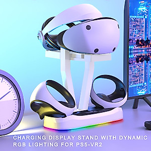PS VR2 Charging Station Magnetic Charging Base for PS VR2 Headset Holder Storage Rack PS VR2 Controller Charging Dock Stand with RGB Color Light