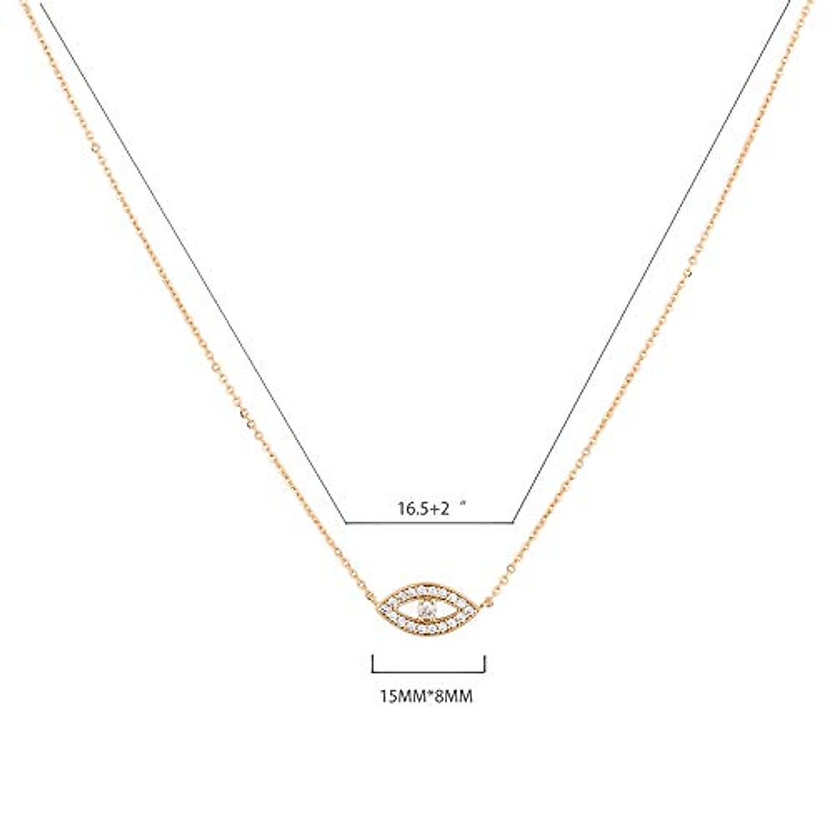 MEVECCO Gold Dainty Evil Eye Necklace for Women,14K Gold Plated Cute Tiny Solitaire Cubic Zirconia Protection Boho Evil Eye Minimalist Simple Necklace