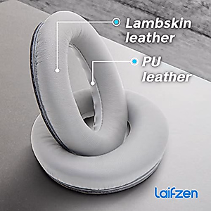 Lambskin QC45 QC35ii QC35 QC25 QC15 Earpads Cushions Replacement Ear Pads for Bose QC 45 35 II QC2 AE2 AE2i AE2w SoundLink SoundTrue 35ii 25 15 2 AE QuietComfort Sheepskin Leather Gray Grey (Silver)