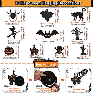 AhfuLife Halloween Party Decorations Set, Reusable Halloween Indoor Decorations Kit Including Happy Halloween Paper Banner for Home Decor, Trick or Treat Banner Sign, Hanging Swirl, Pumpkin Bat Banner