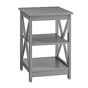 Convenience Concepts Oxford End Table with Shelves, Gray & Oxford 5 Tier Corner Bookcase, Gray