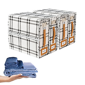 HOME OF DUTTON 4-Pack Bed Sheet Organizers| BoardWalk Storage and Foldable Sheet Organizer for Linen Closets, Clear Window for Label Organization| Organize Sheets, Towels & Pillow Cases