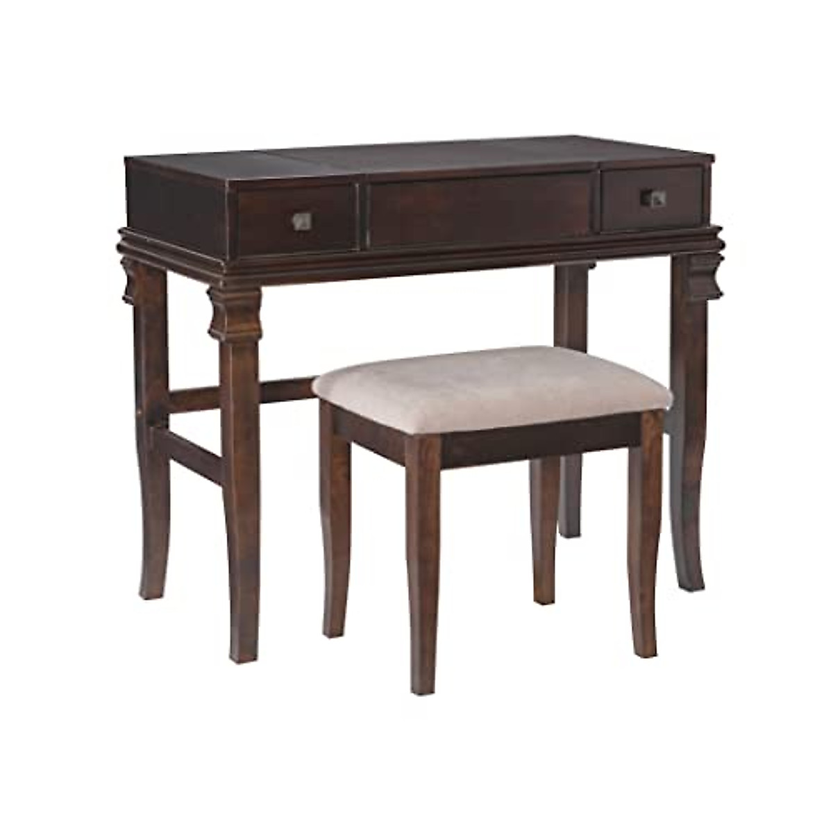Linon Angela Walnut Vanity Set,30" x 36" x 18"