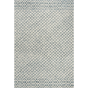 SAFAVIEH Abstract Collection Area Rug - 6' x 9', Blue & Ivory, Handmade Wool, Ideal for High Traffic Areas in Living Room, Bedroom (ABT203A)
