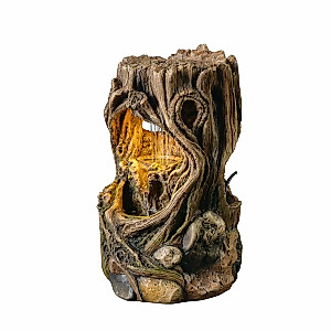 GOSSI 3-Tiered Cascading Tabletop Water Fountains with LED Light - Indoor Simulation Rock Waterfall Fountain - Soothing and Relaxing Water Sound - Small 8.3 Inch Desktop Size - Home/Office Decor