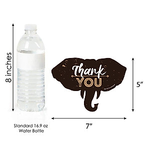 Big Dot of Happiness Wild Safari - Shaped Cards - African Jungle Adventure Birthday Party or Baby Shower Thank You Note with Envelopes - Set of 12