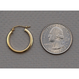 14k Yellow Gold Square-Tubed Hoop Earrings (2mm Thick), (20mm)