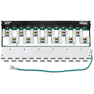 TRENDnet 12-Port Cat6A Shielded Patch Panel, 10G Ready, Cat5e,Cat6,Cat6A Compatible, Metal Housing, Color-Coded Labeling for T568A and T568B Wiring,Cable Management,Wall Mountable, Black,TC-P12C6AS