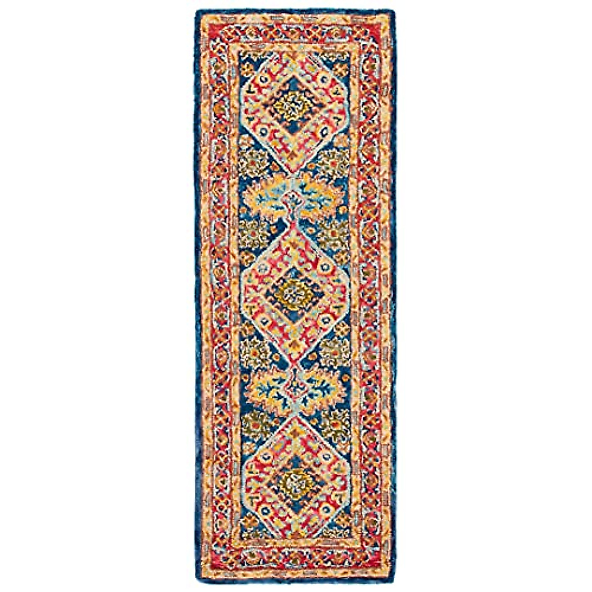 SAFAVIEH Aspen Collection 2'3" x 7' Red/Blue APN523Q Handmade Boho Wool Runner Rug