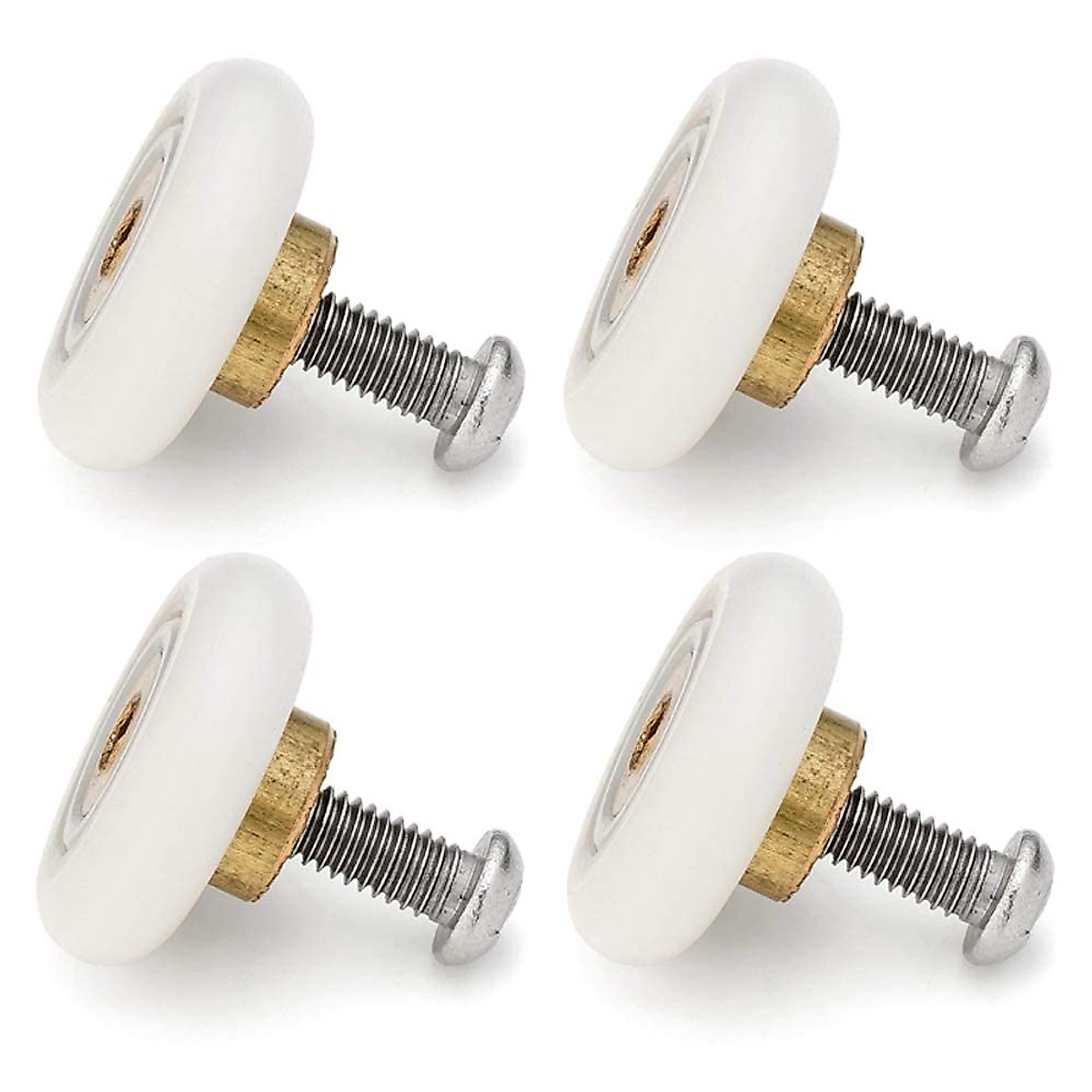 Set of 4 Dia 19mm Stainless Steel Shower Door Wheels Rollers Runners, White, 19mm x 5mm (Stainless steel-4PCS)