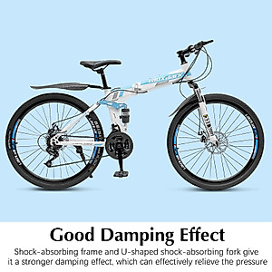 YIYIBYUS 26 inch Foldable Mountain Bike 21 Speed Full Suspension Folding Bicycles with High-Carbon Steel,Double Disc Brake Outroad MTB Bicycles for Adults Men Women