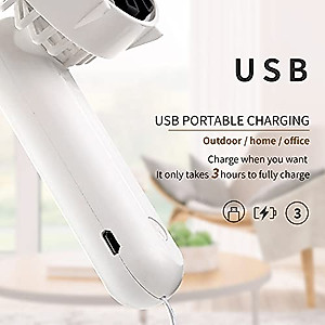Omikaji Mini Handheld Fan, Folding Table Fan Pocket Fan with 180°Rotatable Flexible Stand, Ultra Quiet Rechargeable Portable Fan for Stroller Bike Camping BBQ Gym Office Room Car Traveling (White)