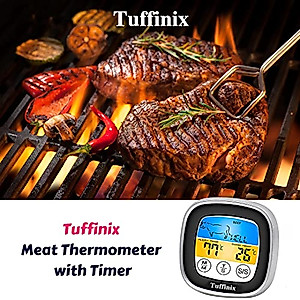 Digital Touchscreen Meat Food Thermometer - Tuffinix Instant Read Meat Thermometer 40in Probe Kitchen Cooking Thermometer with Timer Function Oven Safe for BBQ Frying Pan Smoker Cooking