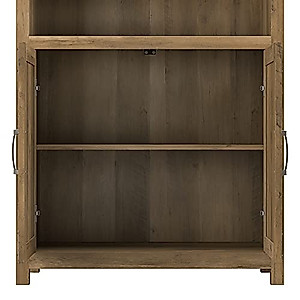 Bush Furniture Kathy Ireland Home Cottage Grove Tall 5 Shelf Bookcase with Doors in Reclaimed Pine