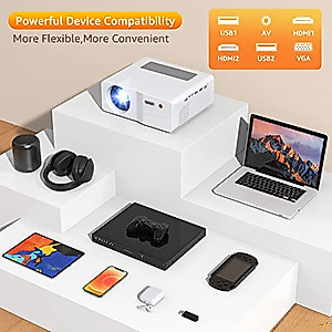 HD 1080P 5G WiFi Bluetooth Projector, 450" Display, AILESSOM 15000LM 4K Support Projector for Outdoor Movies, Full Sealed Optical Movie Projector Compatible with TV Stick/iOS/Android/PS5