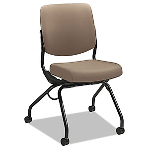 HON Perpetual Series Folding Nesting Chair, Supports up to 300 lb, 19.13" seat Height, Morel seat, Morel Back, Black Base