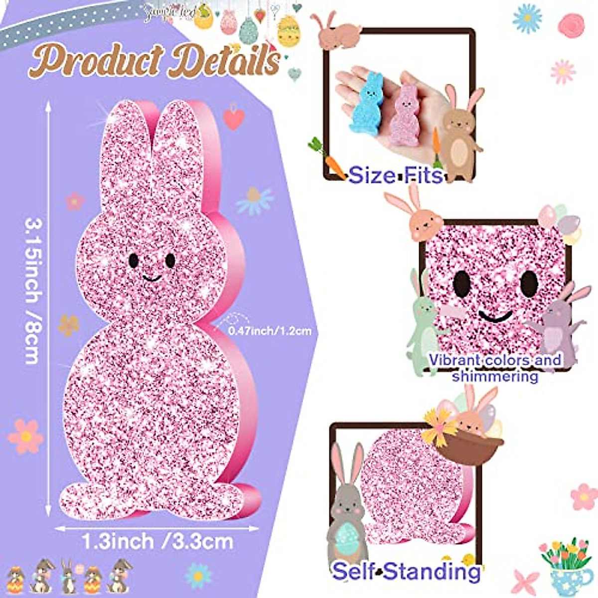 5 Pieces Easter Peep Tiered Tray Decor Spring Bunny Decor Easter Table Sign Colored Peeps Farmhouse Decor Wooden Bunny Decor for Spring Easter Birthday Home Office Farmhouse Party Decorations