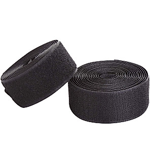 Sew on Hook and Loop Style 2 Inch Non-Adhesive Back Nylon Strips Fabric Fastener Non-Adhesive Interlocking Tape Black,5 Yard