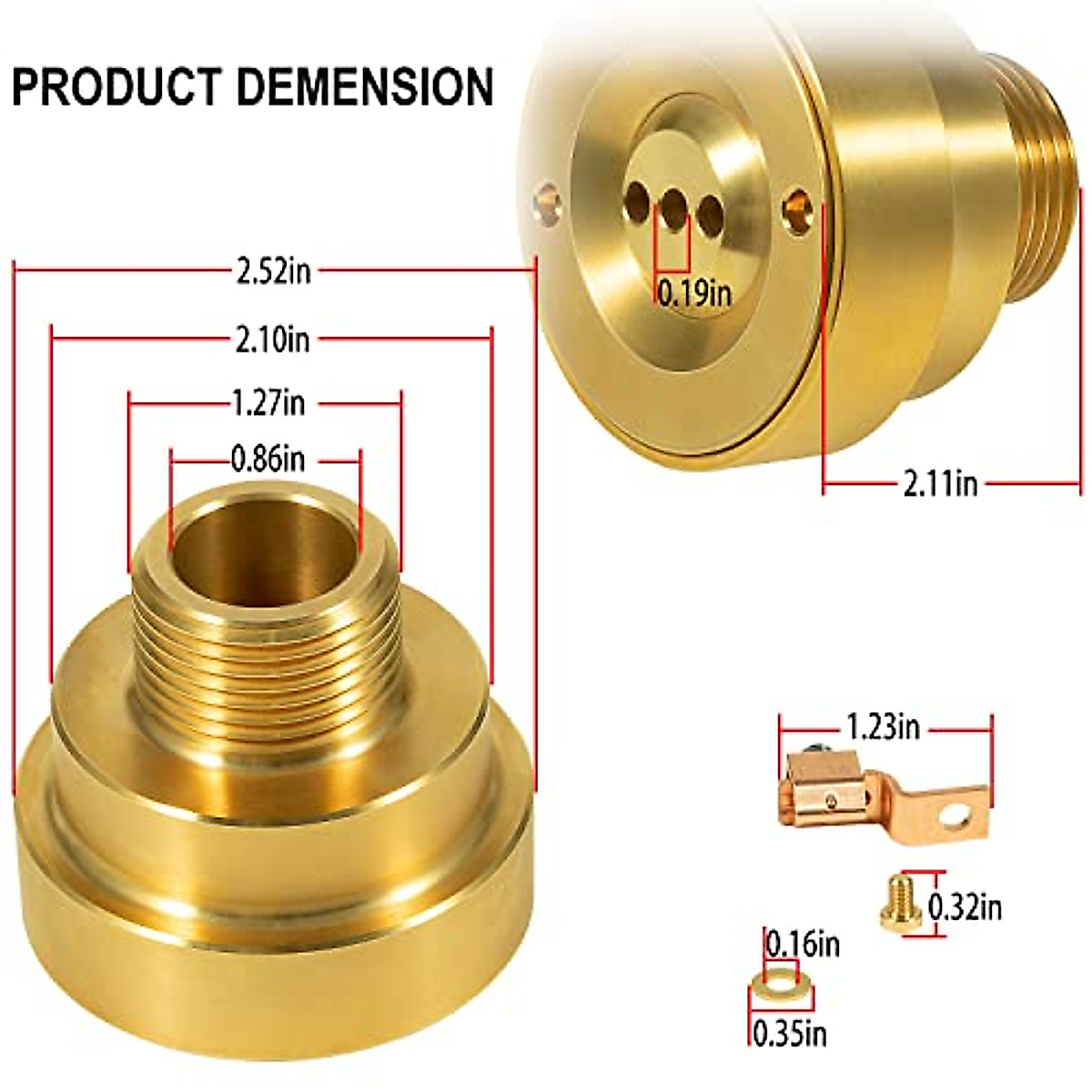 Hihitomorrow 3 Hole Pool Brass Deck Jet Nozzle with Ground Lug for Swimming Pool Spa Fountain Water Hole Pump, Triple Streams Jet Nozzle