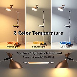 Buanick Floor Lamp with USB Charging and Tray,Super Bright Dimmable LED Floor Lamps for Living Room, Double Luminaire Floor Lamp for Bedroom and Office-Golden