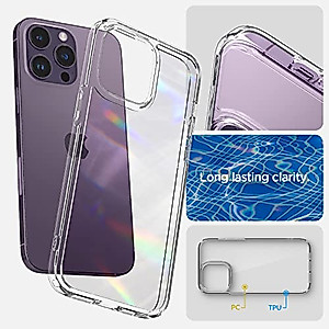 Spigen for iPhone 14 Pro Case, [Anti-Yellowing Technology] [Military Grade Drop Protection] Shockproof Ultra Hybrid Phone Case for iPhone 14 Pro - Crystal Clear