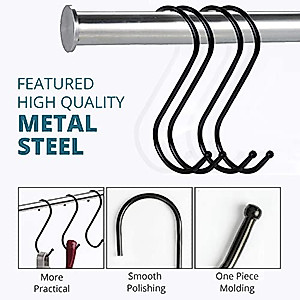 Remzly 30 Pack S Hooks for Hanging 3.5 Inch | Heavy Duty Carbon Steel Hangers for Kitchen Utensils, Plants, Pot, Pan, Cups, Towels – Black