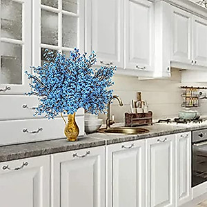 IVITA 6 Pcs Babys Breath Artificial Flowers Blue Bulk Real Touch Faux Silk Gypsophila Bouquet Fake Plastic Plants Decor for Home Wedding Bouquets Floral Arrangement Party Table Centerpieces