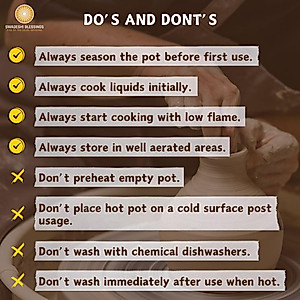 Swadeshi Blessings HandMade Exclusive Range Unglazed Earthen Kadai/Mud Handi/Mitti Ke Bartan/Clay Pot for Cooking & Serving with Lid(with Mirror Shine) + Free Palm Leaf Stand (5.5 Liters)