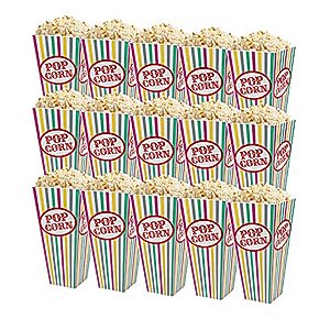 Tebery 15 Pack Plastic Open-Top Rainbow Popcorn Boxes Reusable Popcorn Containers -7.7" Tall x 4" Square