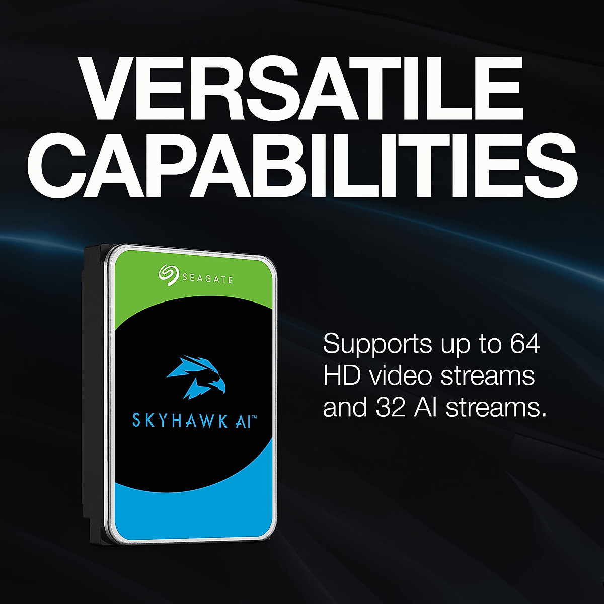 Seagate Skyhawk AI 8TB Video Internal Hard Drive HDD – 3.5 Inch SATA 6Gb/s 256MB Cache for DVR NVR Security Camera System with in-house Rescue Services (ST8000VEZ01)