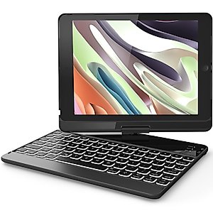 GreenLaw iPad Keyboard Case for iPad 6th 2018 - iPad 5th 2017- iPad Pro 9.7 - iPad Air 2 & 1-360° Rotation - 7 Color Backlit - Wireless Bluetooth - iPad Case with Keyboard, Black