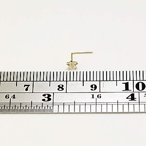 PiercingPoint 9ct Solid Yellow Gold Claw Set 3MM Star CZ Stone 22Gauge(0.6MM) Length L-Shape Nose Stud