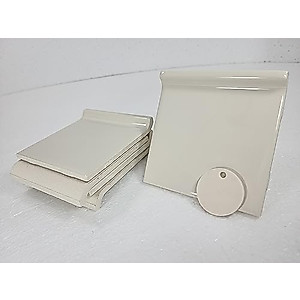 Beige Bone Almond Ceramic Tile Backsplash Cove Base 4.25 in Subway Square Wall Baseboard Floor Transition Trim Rounded Curved Edge 5 Piece Box