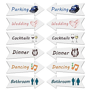 Blank Arrow Signs with Stakes 3 Pack 17 x 6 Inches Wedding Directional Yard Signs with Stakes, This Way Arrow Yard Signs Birthday Party Signs Arrow