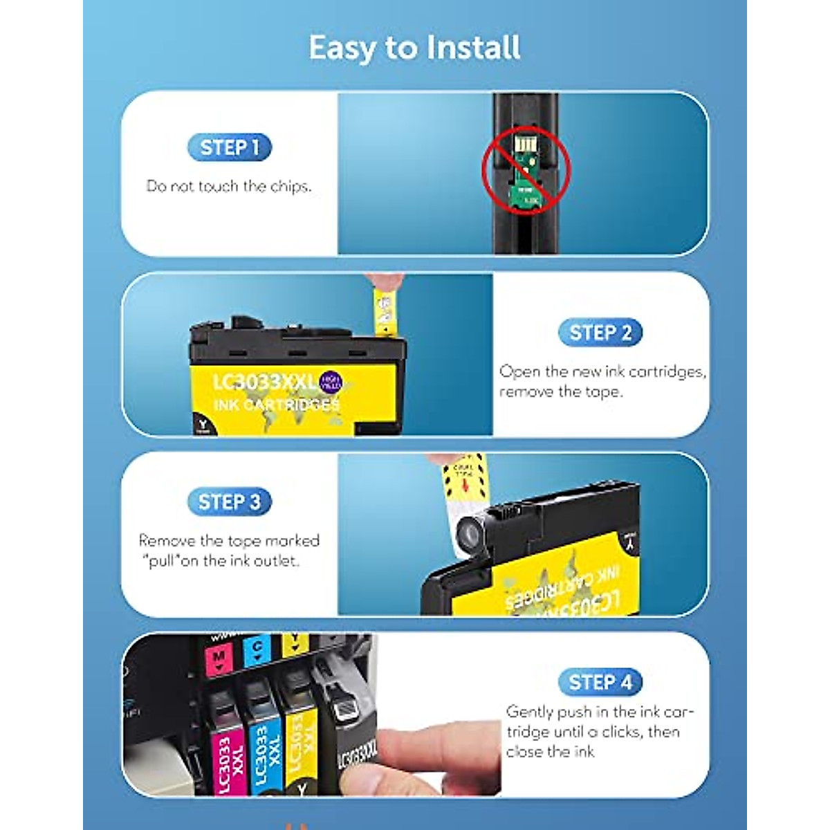 Upgraded Compatible Ink Cartridge Replacement for 3033 LC3033XXL LC3033 LC3035XXL LC3035 Compatible with Brother MFC-J995DW MFC-J805DW MFC-J815DW Printer