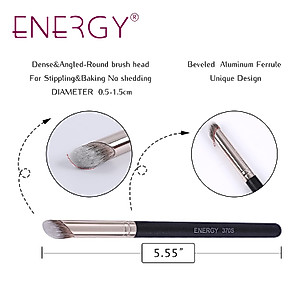 ENERGY Angled Flat Concealer Brush Under Eye Concealer Nose Contour Brush for Bronzer Liquid Foundation Cream Cosmetic Press Powder Concealer Palette Blending Buffing Stippling Brush Small 370S