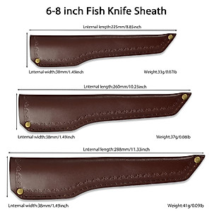 XYJ 3pcs/set Leather Knife Sheath For 6 7 8 Inch Fish Filleting Knives Blade Guards Protector With Belt Loop Universal Carry Knife Sleeves