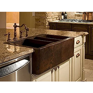Copper Triple Bowl Farmhouse Kitchen Sink