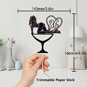 Glitter Crazy Girl 36 Cake Topper Let’s Glow Crazy Party Theme Decoration Supplies Women Girls Happy Birthday 36th Anniversary Party Decor Supplies