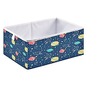Kigai Collapsible Storage Baskets Outer Space Pattern Rectangular Storage Bins Baskets for Organizing Fabric Collapsible Storage Organizer for Bedroom Home Decor