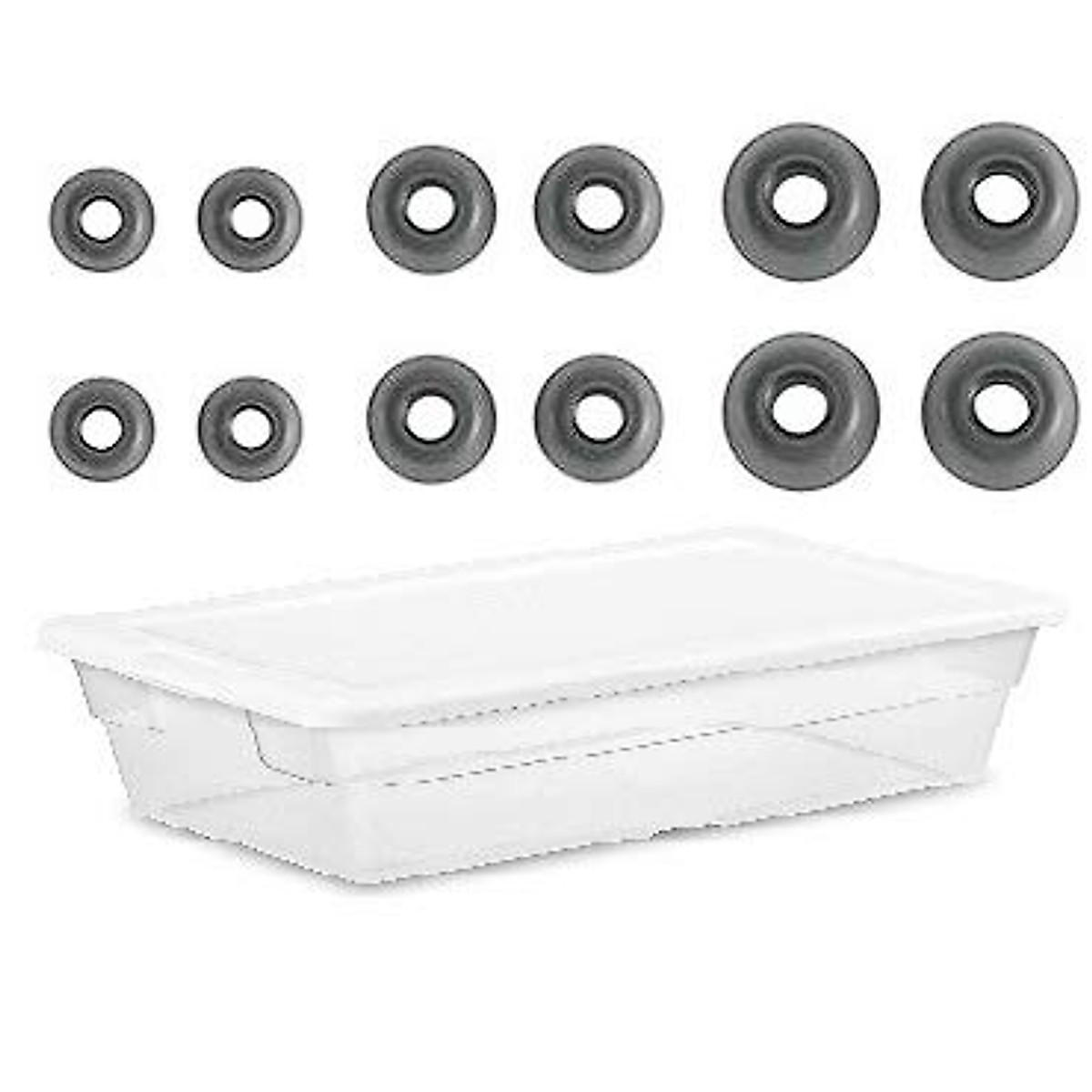 JNSA Ear Tips Ear buds Ear gels Ear Caps replacement for Jabra Elite Active 65t / Jabra Elite 65t / 75t/other same shape True Wireless earbuds,Fit in The Case, S/M/L 6 Paris,Gray (dz6psml)