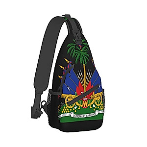 Funny Haiti Haitian Flag Sling Bag Crossbody Shoulder Chest Bag Outdoor Travel Backpack for Women And Men