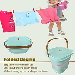 Mini Foldable Washing Machine for Baby Clothes, Underwear or Small Items, Foldable Portable Turbine Washer with Drain Basket for Apartment Dorm, Camping, Travelling, Gift for Friend or Family
