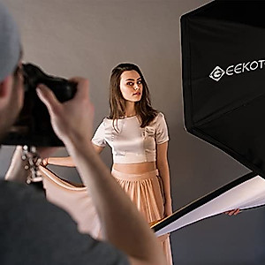 GEEKOTO Softbox Photography Lighting Kit: Professional Studio Continuous Lighting Equipment with 60W 5400K E27 Socket & 2 Reflectors 50 x 70 cm & 2 Bulbs for Filming Studio Lighting