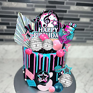 30 PCS Music Cake Toppers Musical Birthday Party Cake Decorations for Musical Cake Toppers Set Girls Music Karaoke Theme Birthday Party Supplies (Style1)