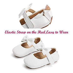 Felix & Flora Infant Toddler Baby Moccasins Soft Sole Bowknot Baby Walking Shoes Mary Jane Dress Shoes (12-18 Months Infant,White)